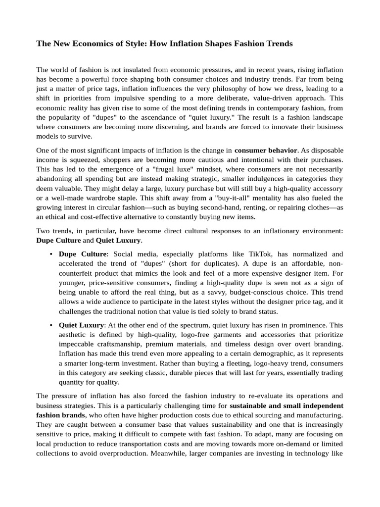 The New Economics of Style - How Inflation Shapes Fashion Trends | PDF ...