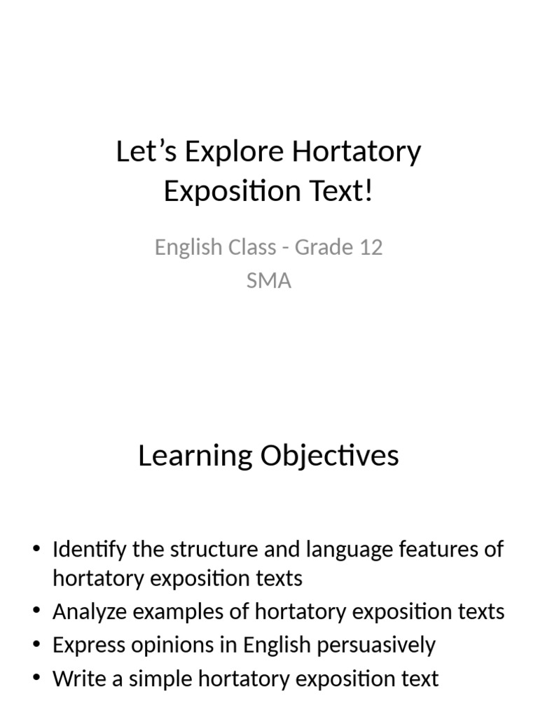 Language Features of Hortatory Exposition | PDF