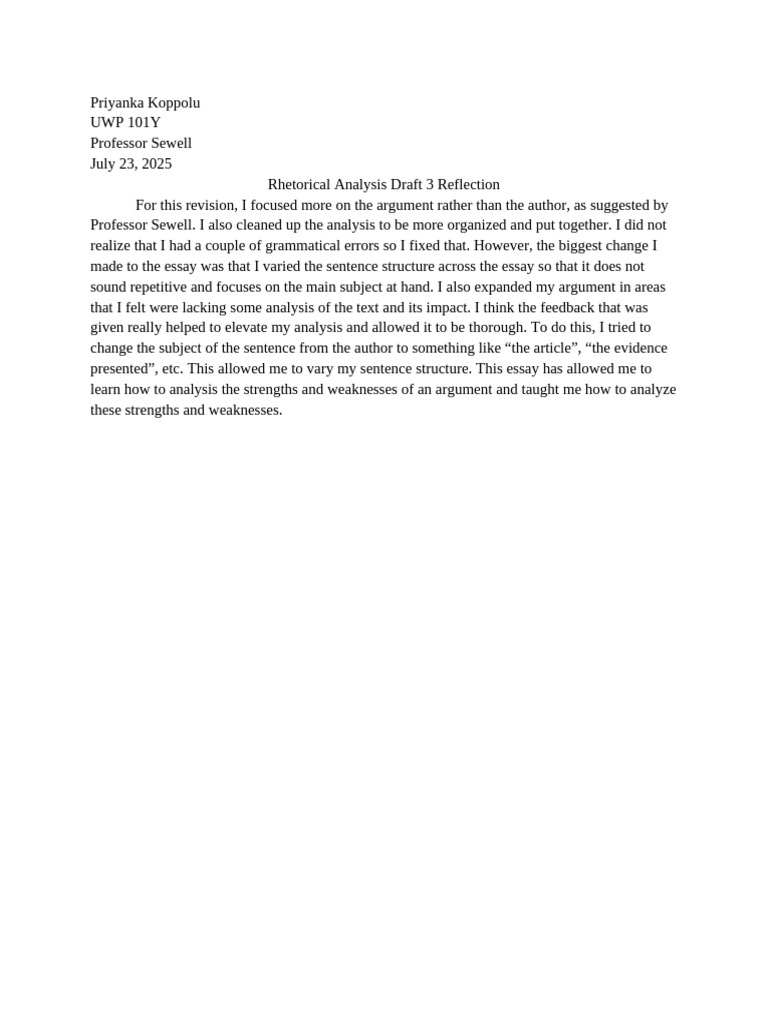 Revisions For Rhetorical Analysis | PDF