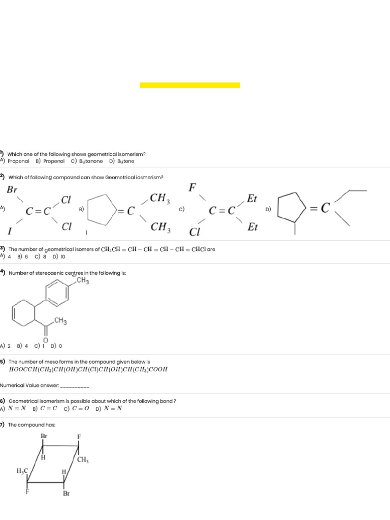Stereo Chemistry For C1 and M1 New | PDF | Isomer | Organic Chemistry