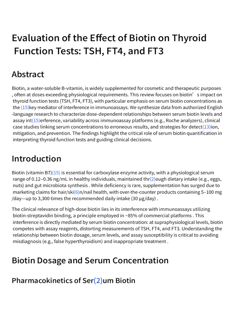 Biotin's Impact on Thyroid Tests | PDF | Thyroid Stimulating Hormone ...