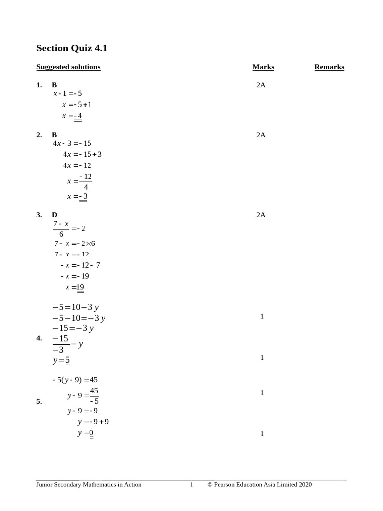 1A04 Section 1 Quiz E Marking | PDF