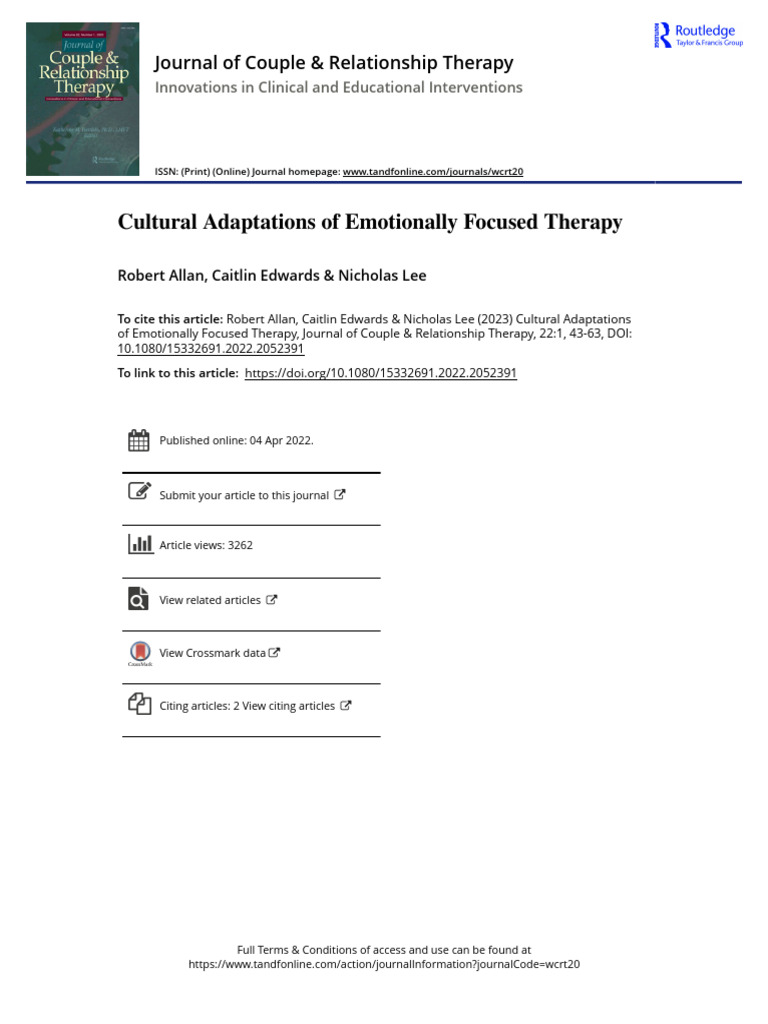 Cultural Adaptations in Emotionally Focused Therapy | PDF | Medical ...