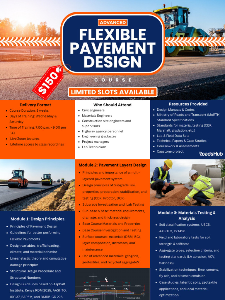 8-Week Flexible Pavement Design Course | PDF | Road Surface | Materials