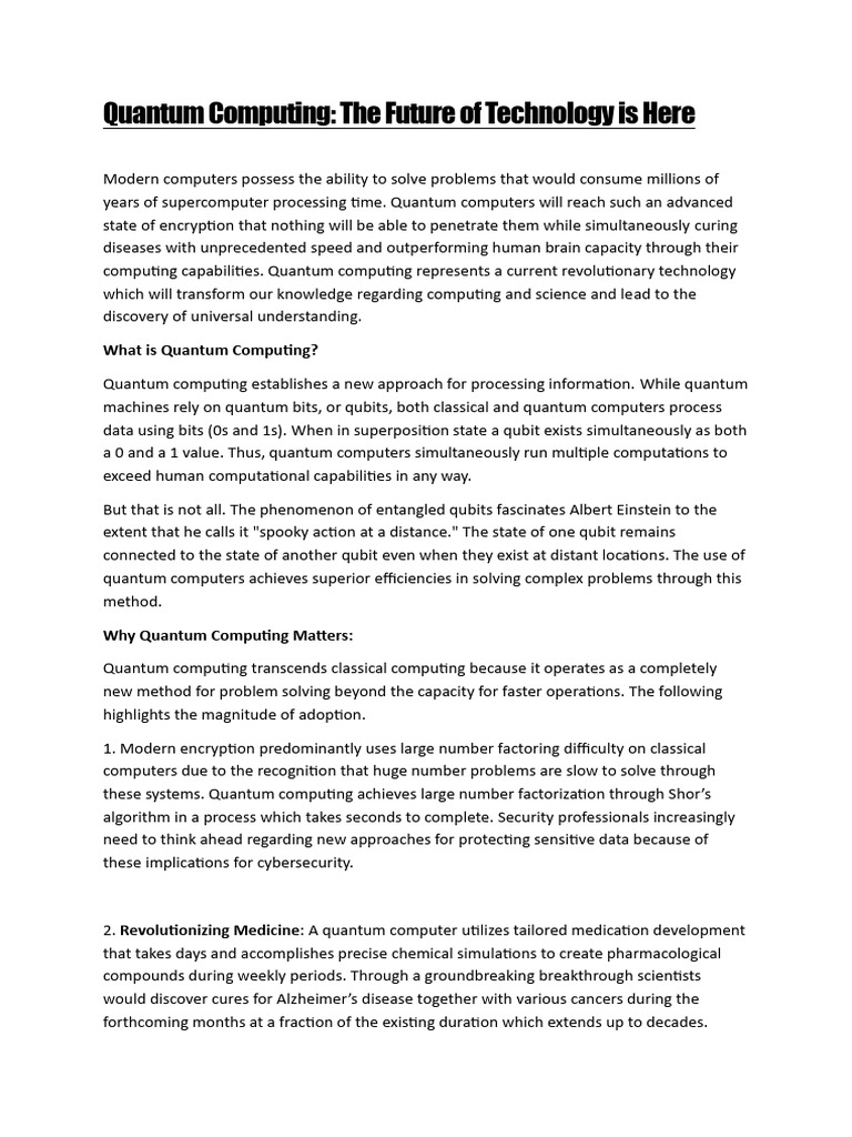 Article On Quantum Computing System | PDF | Quantum Computing | Computing