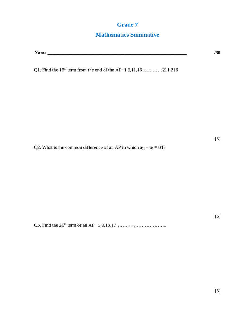 7-Red Mathematics Summative 2 | PDF