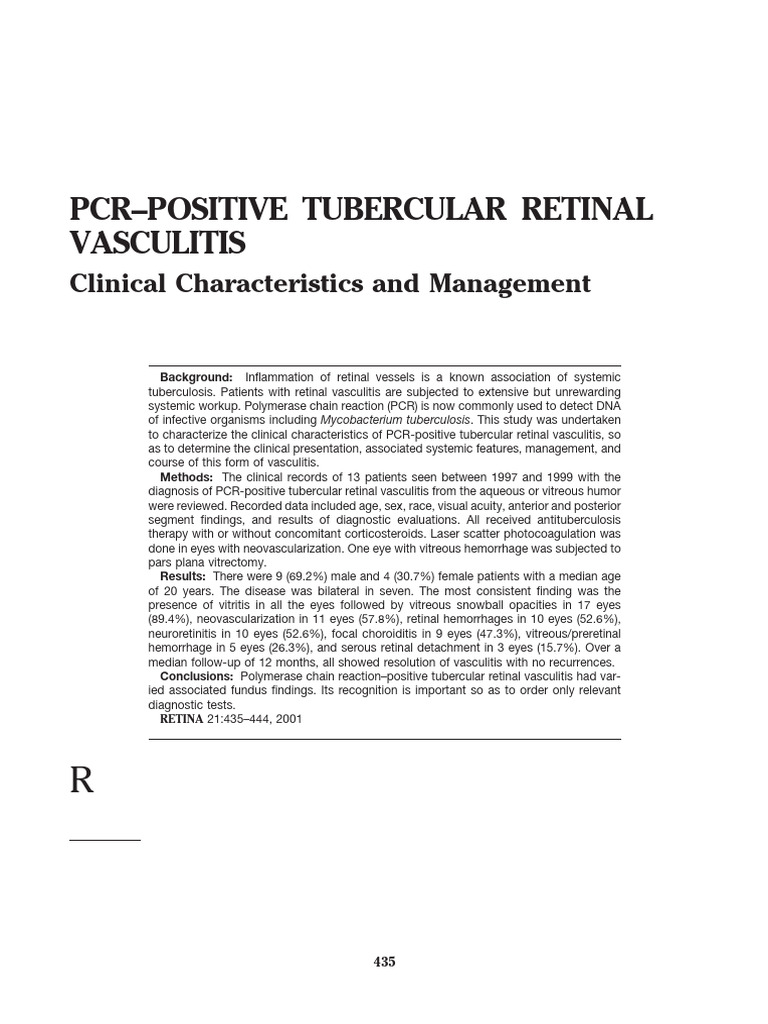 PCR Positive Tubercular Retinal Vasculitis .4 | PDF | Retina | Tuberculosis