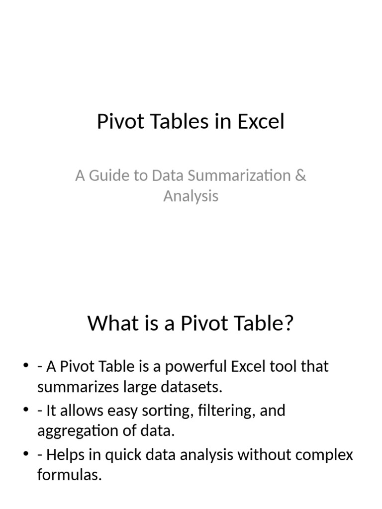 Pivot Tables in Excel | PDF