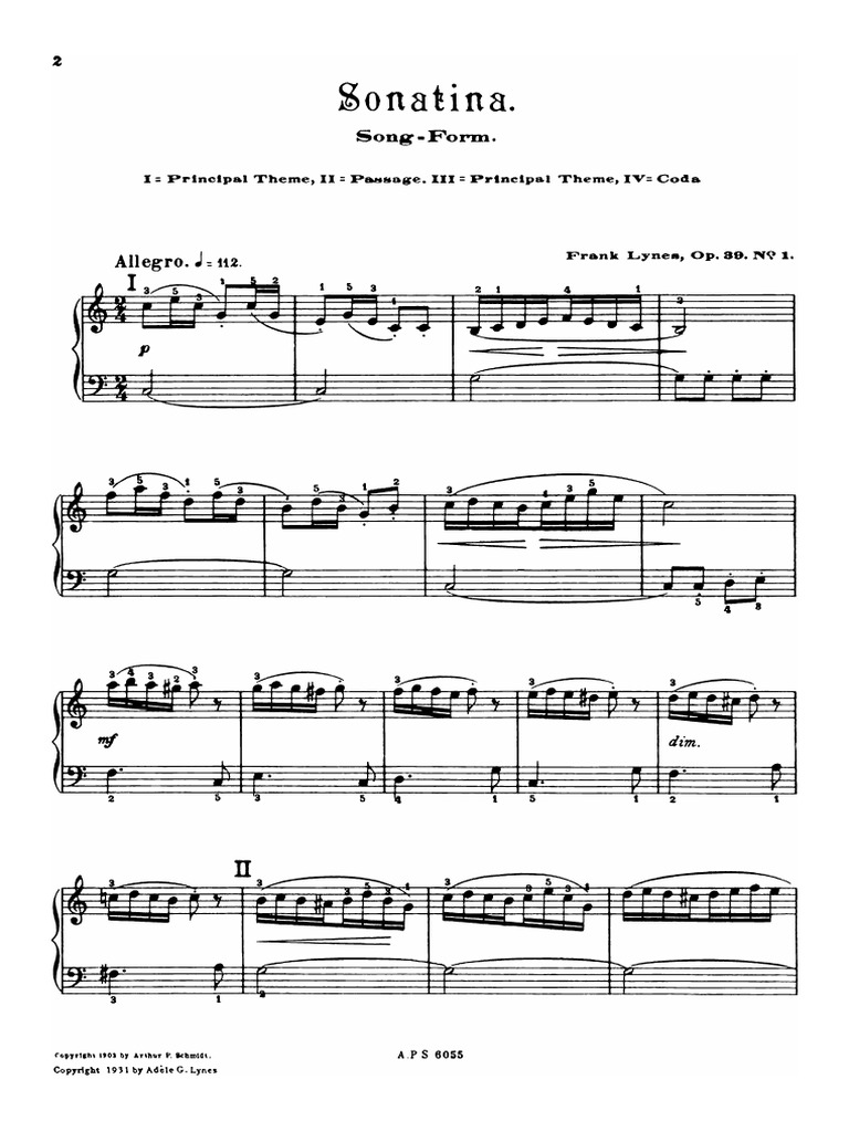 Lynes Analytical Sonatinas Op.39 No.1 | PDF