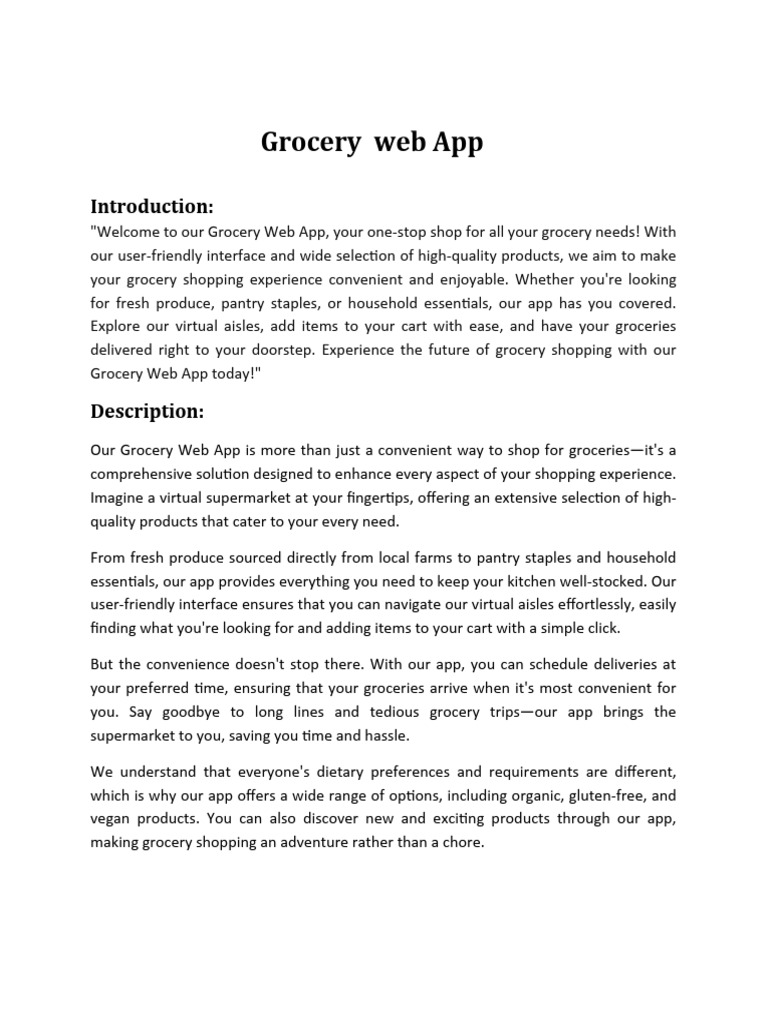 ShopSmart - Grocery Webapp | PDF | Grocery Store | Client–Server Model