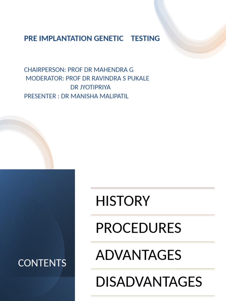 Preimplantation Genetic Testing Overview | PDF