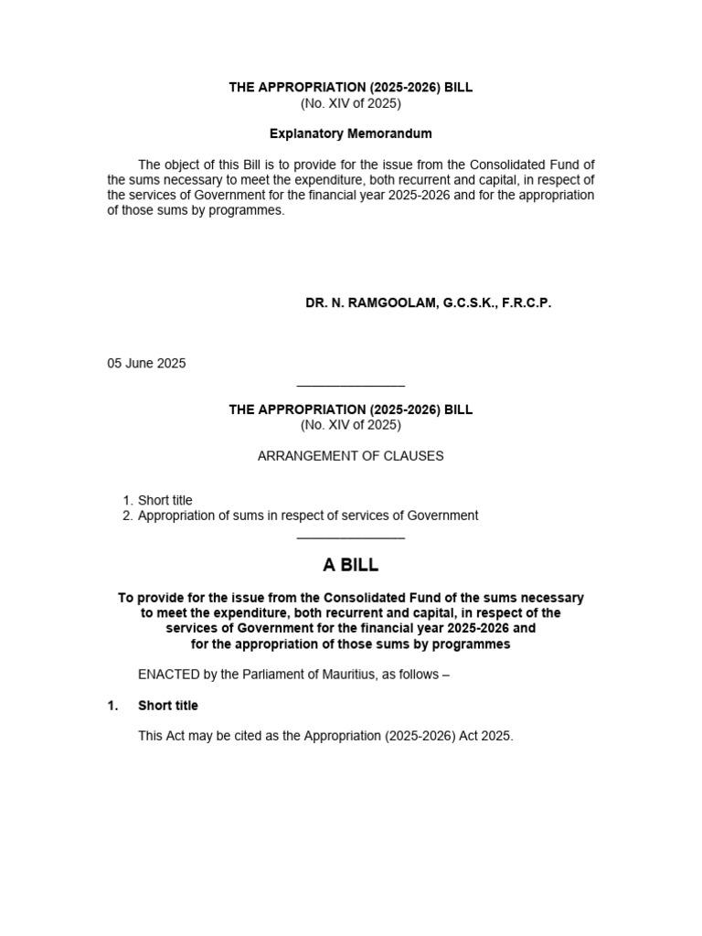 Appropriation Act 2025-2026 Summary | PDF | Judiciaries | Tribunal