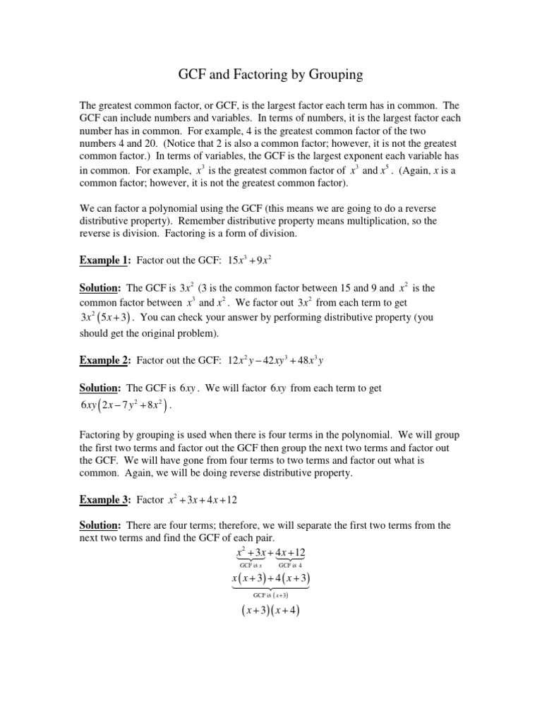 Factoring by Grouping Review | PDF | Factorization | Chess