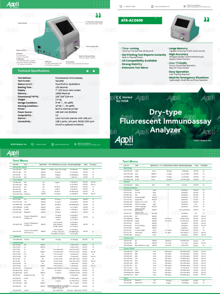 Fluorecare Analyzer AFR 808 Overview | PDF | Printer (Computing) | Usb