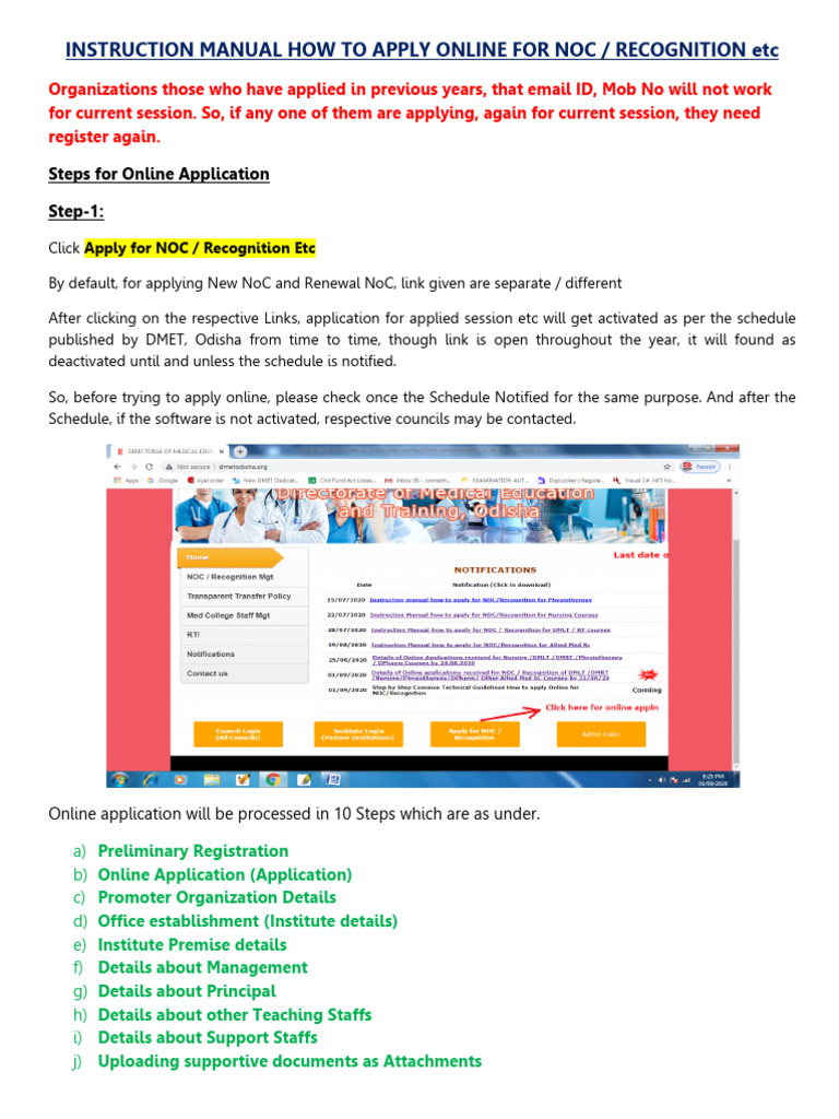 Online NOC Registration Guide | PDF
