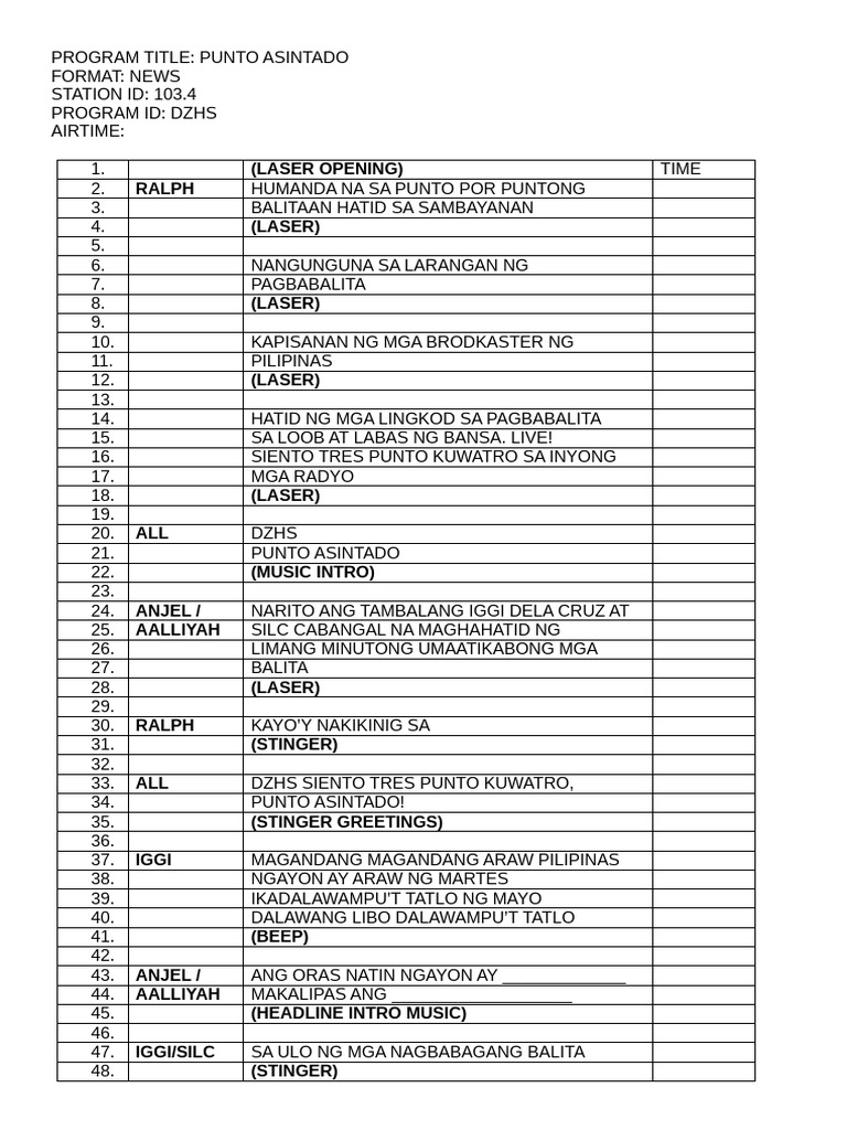 Sample Radiobroadcasting Script | PDF