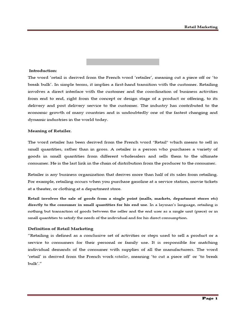 Retail Marketing Overview and Functions | PDF | Retail | Pricing