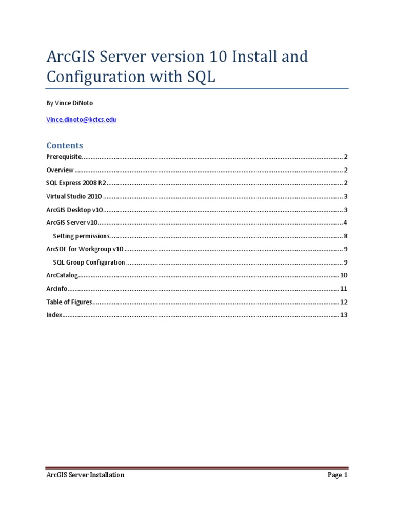 Arcgis Server Version 10 Install And Configuration With Sql Vince