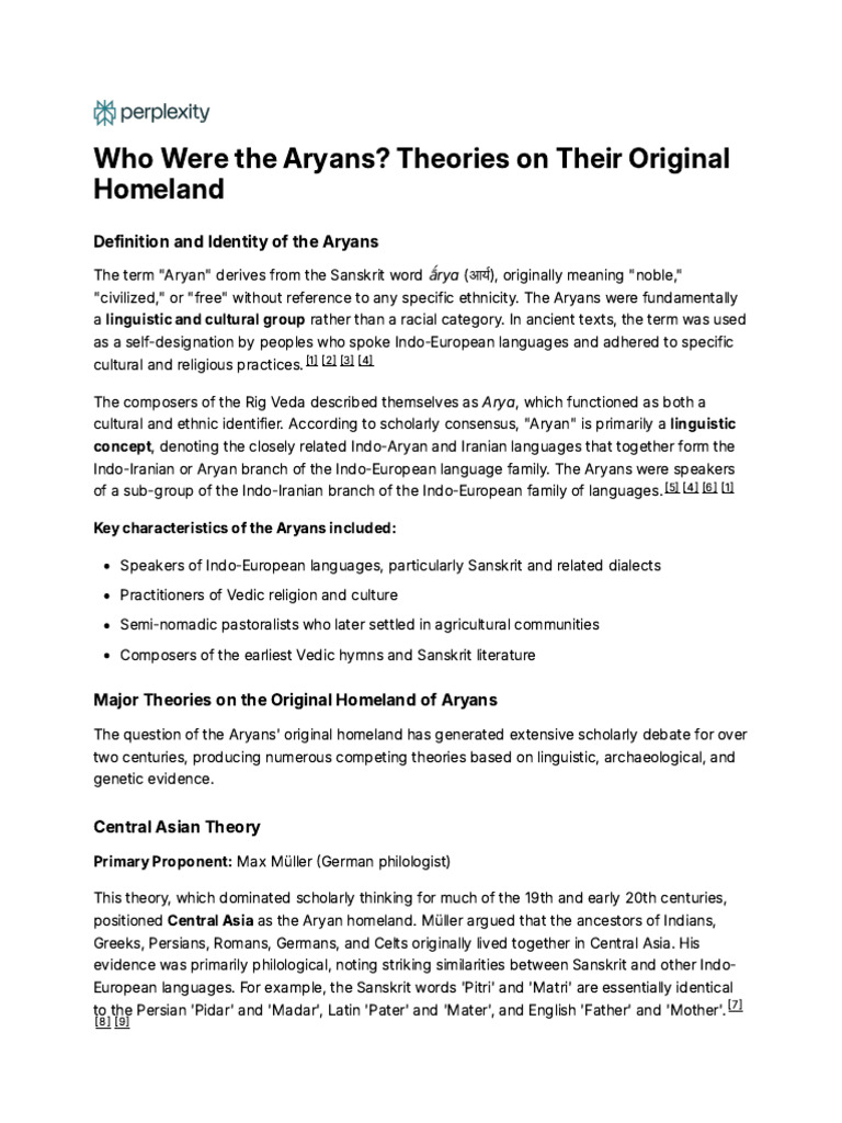 Aryan Homeland Theories Explained | PDF
