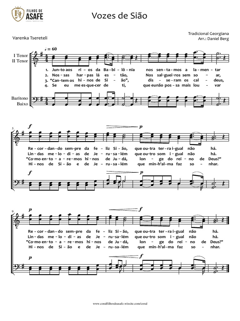 Vozes de Sião: Arranjo Tradicional | PDF | Música à capela | Canto