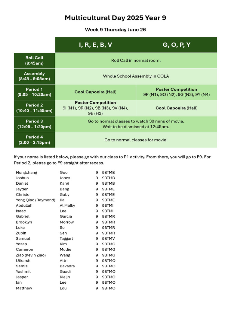 Multicultural Day 2025 Y9 | PDF