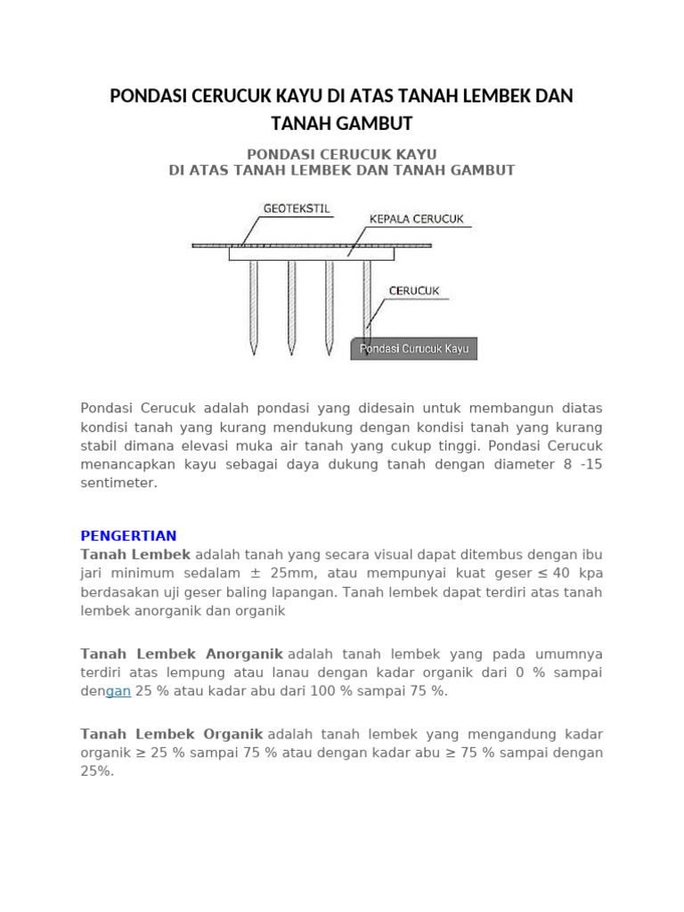 Pondasi Cerucuk Kayu di Tanah Lembek | PDF