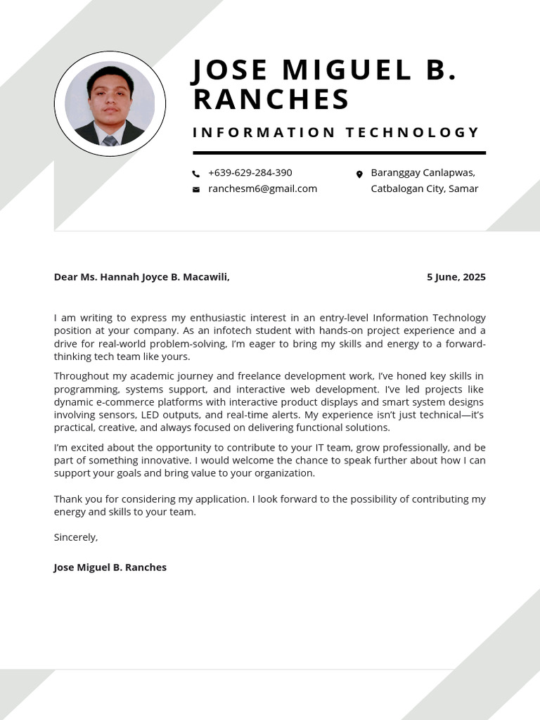 Grey Minimalist Guman Resources Cover Letter | PDF