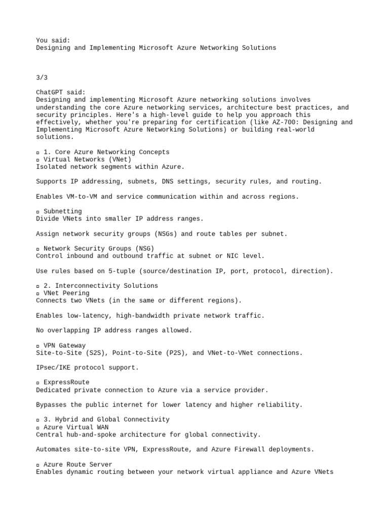 Designing and Implementing Microsoft Azure Networking Solutions | PDF ...