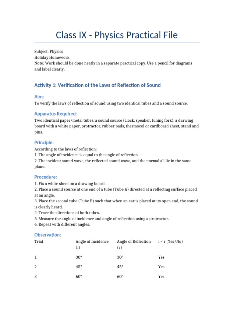 Class IX Physics Holiday Homework | PDF | Density | Volume