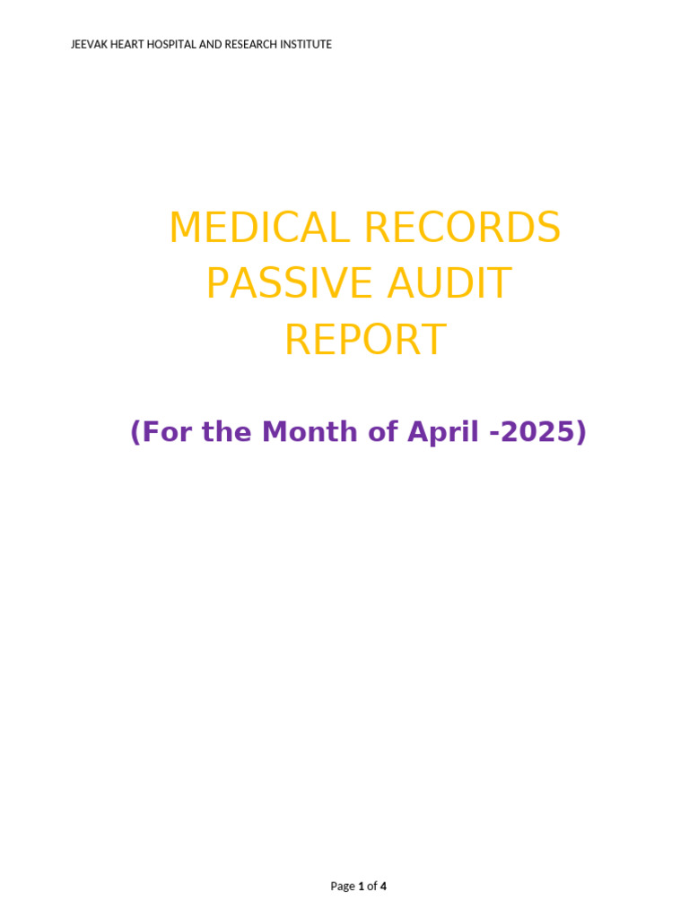 April 2025 MRD Audit Report | PDF | Patient | Medical Record