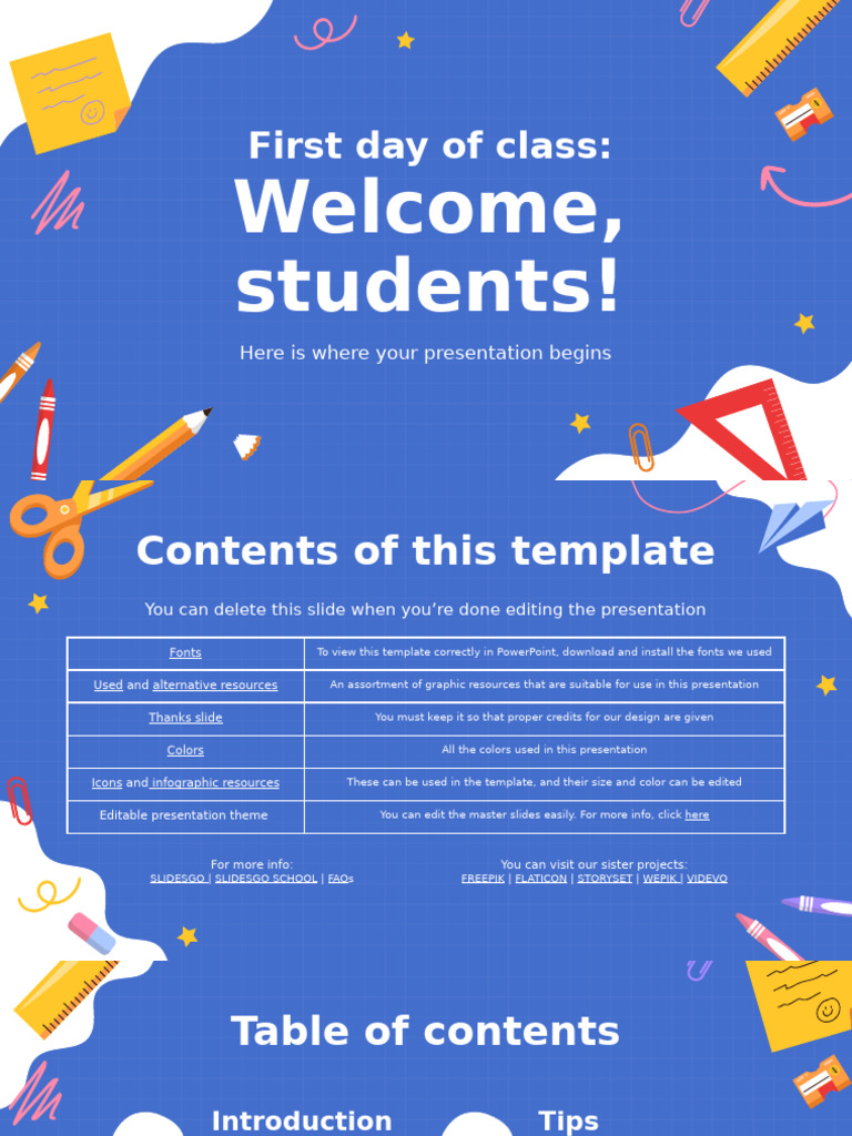 First Day of Class - Welcome, Students! by Slidesgo | PDF | Planets ...