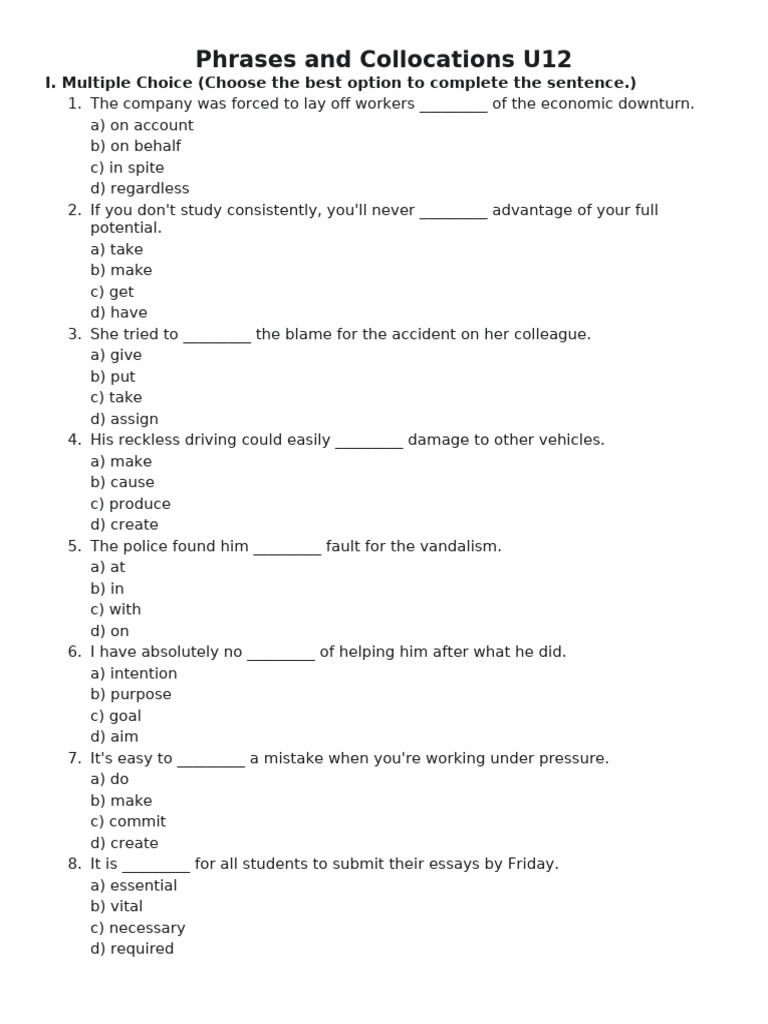 Phrases and Collocations U12 | PDF
