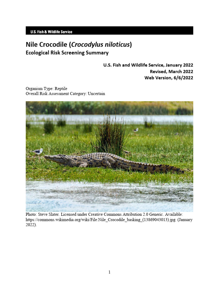 Ecological Risk Screening Summary Nile Crocodile | PDF | Cites | Zoology