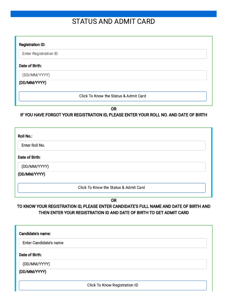 Check Admit Card Status Online | PDF