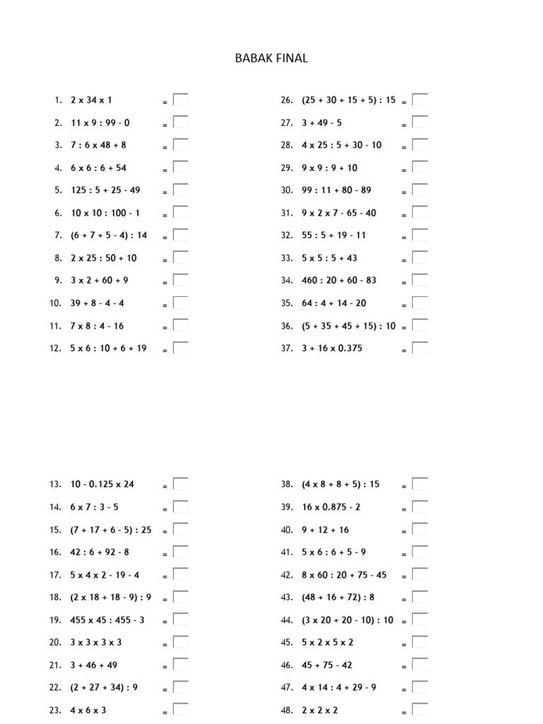 Soal Hitung Cepat Compress2 | PDF