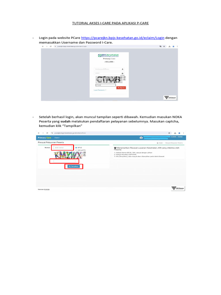 Tutorial Login I-Care di PCare | PDF