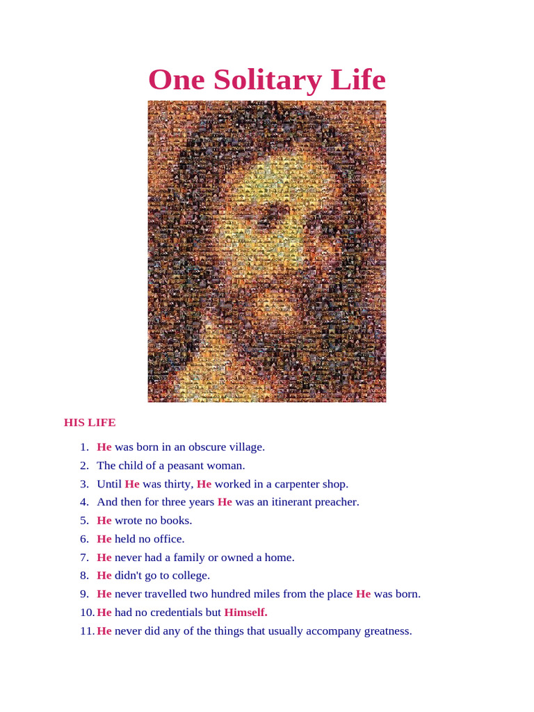One Solitary Life: The Impact of Jesus | PDF