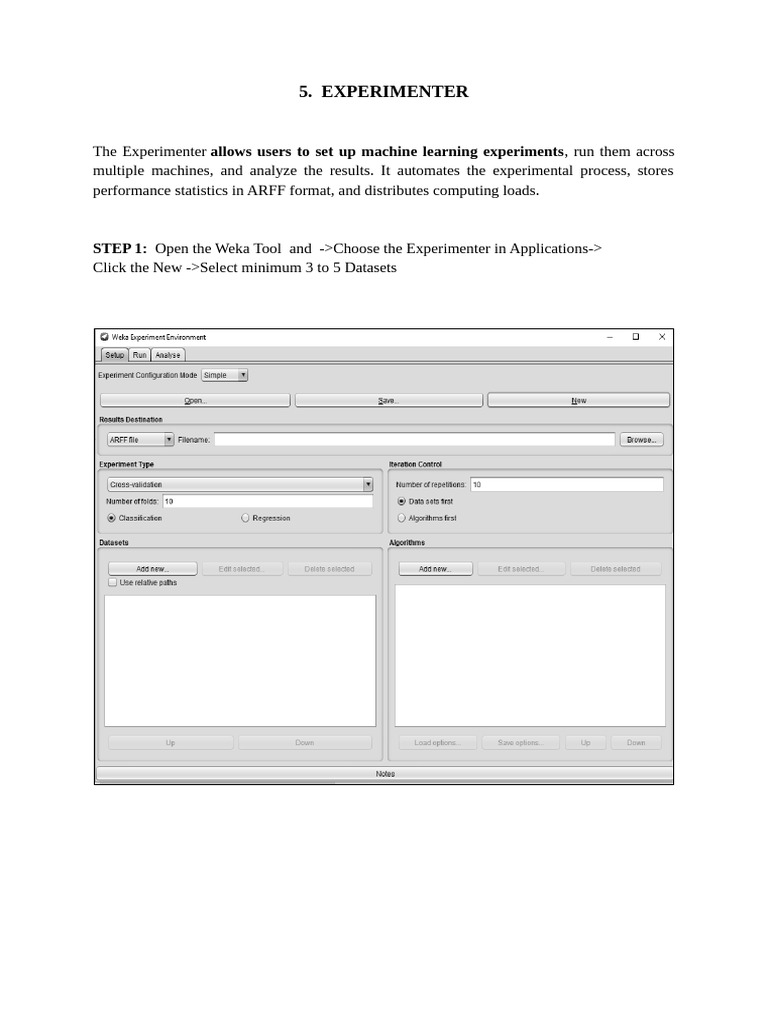 Weka Experimenter Setup Guide | PDF