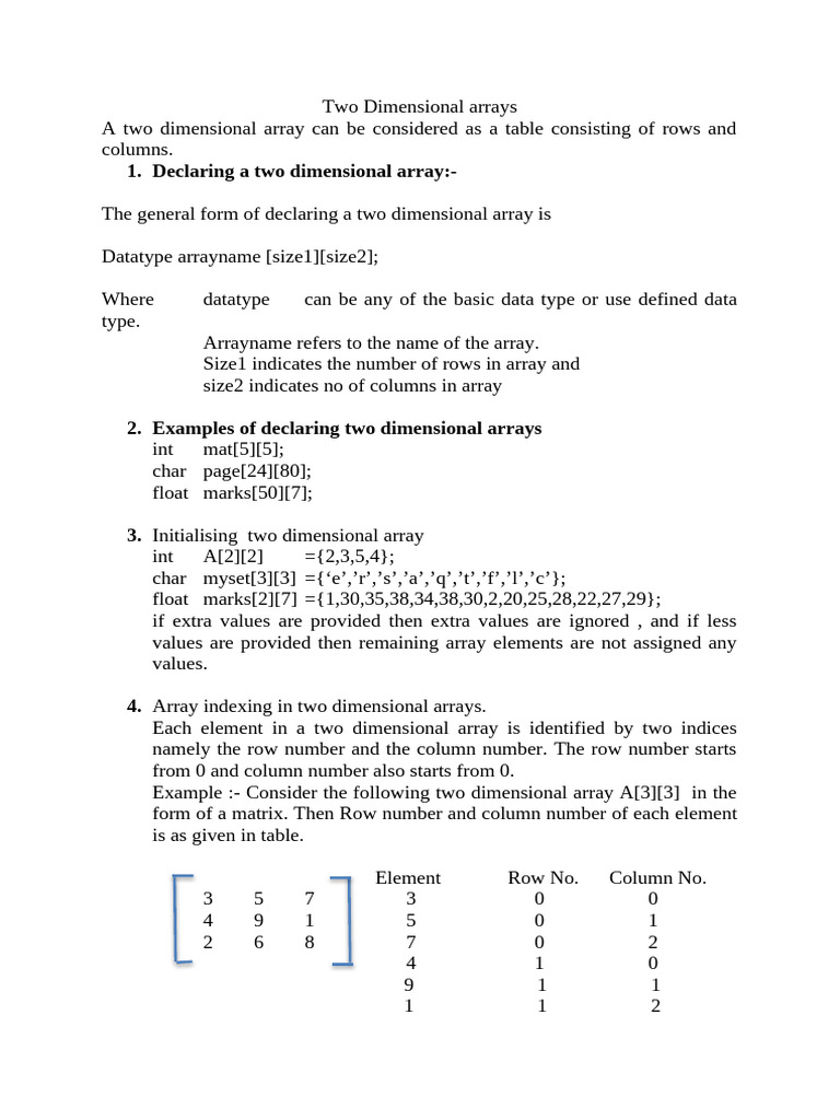 Two Dimensional Arrays in C++ | PDF | Computer Programming | Computer Data