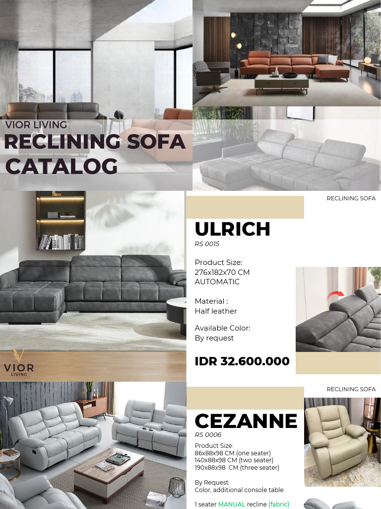 Vior Living Reclining Sofa Catalog | PDF | Chair | Furniture