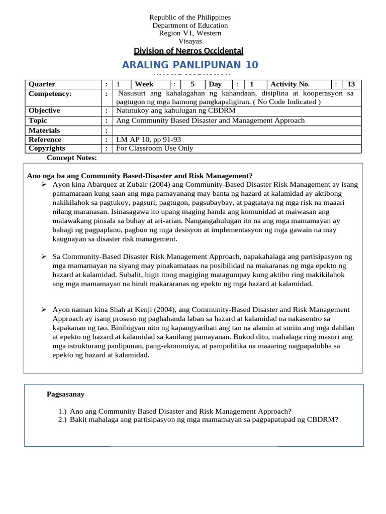 AP10 Q1 Week5 | PDF