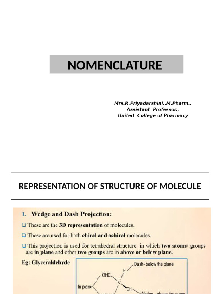Drug Nomenclature and Stereochemistry | PDF