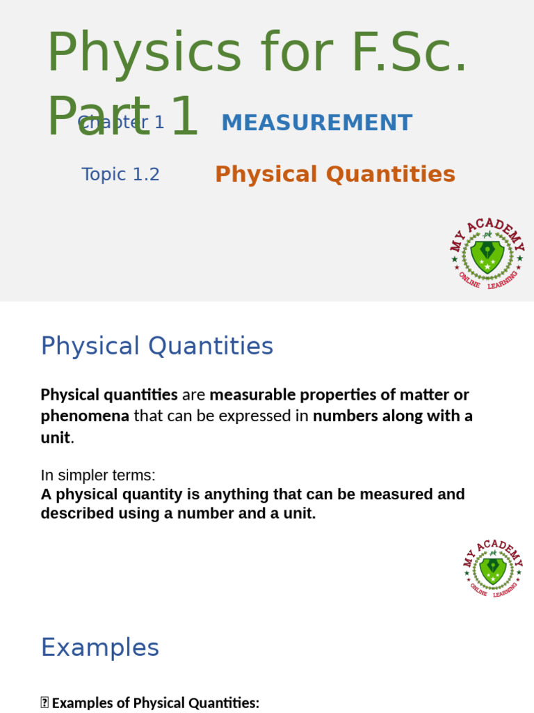 1.2. Physical Quantities | PDF