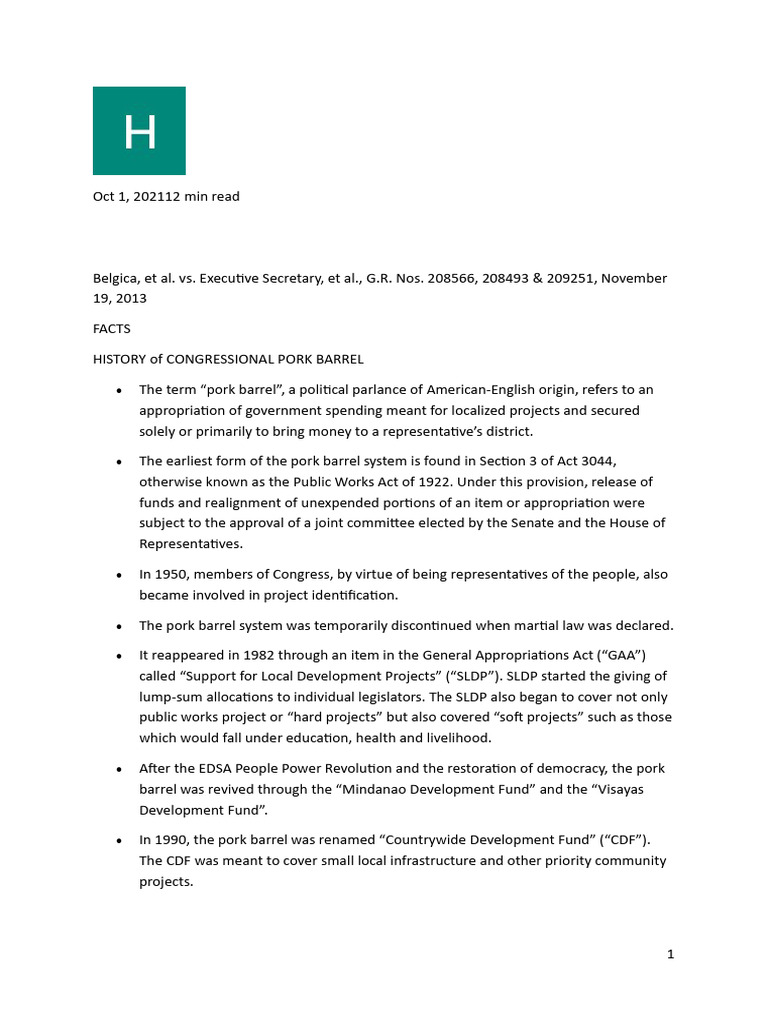 History and Controversy of Pork Barrel Funds | PDF | Government