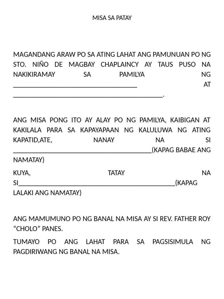Misa Sa Patay | PDF