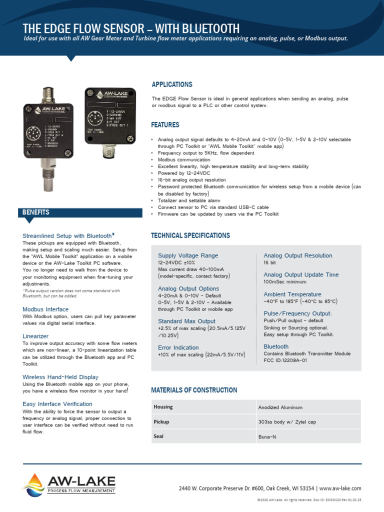 Bluetooth-Enabled Edge Flow Sensor | PDF | Flow Measurement | Sensor