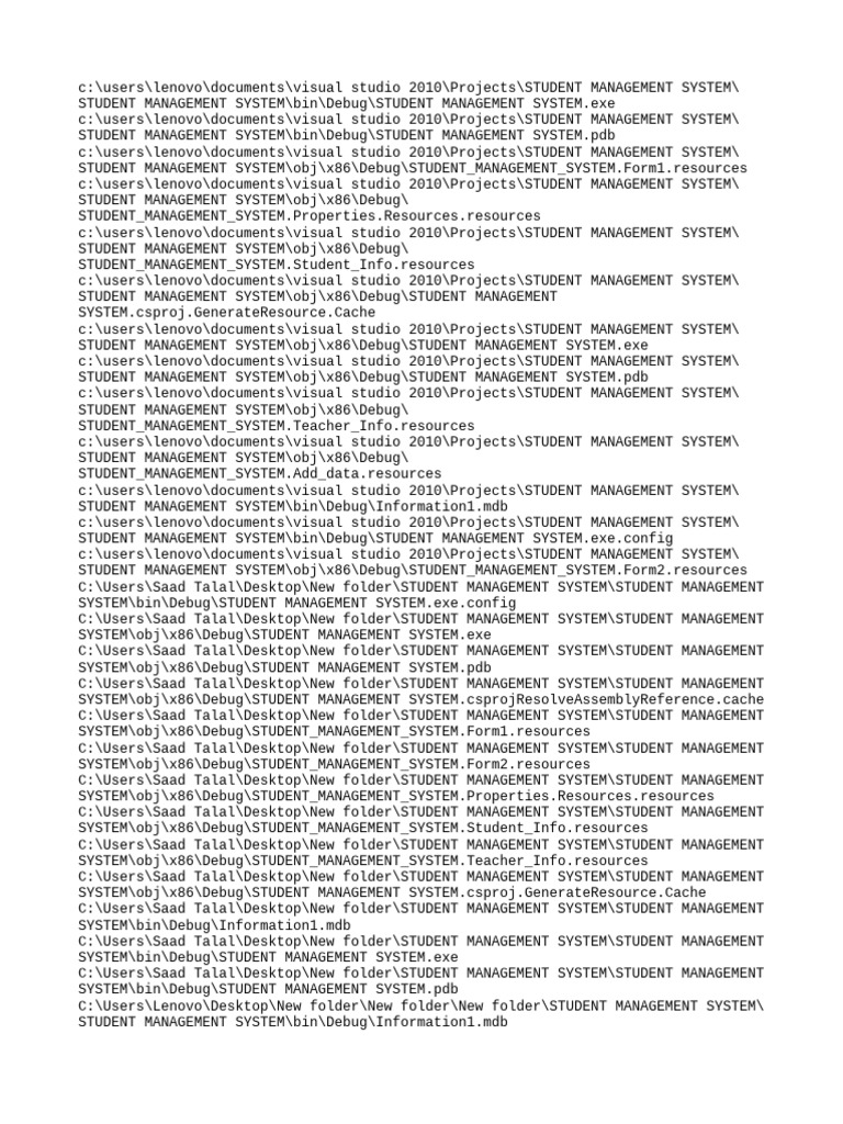 Student Management System - Csproj.filelistabsolute | PDF | Directory (Computing) | Computer ...