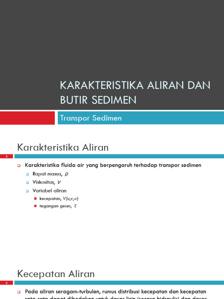 TSed02 Karakteristik Aliran Dan Butir Sedimen | PDF