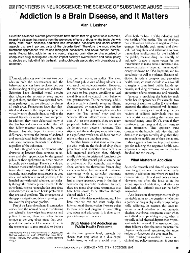 Understanding Addiction as a Disease | PDF | Substance Abuse | Relapse