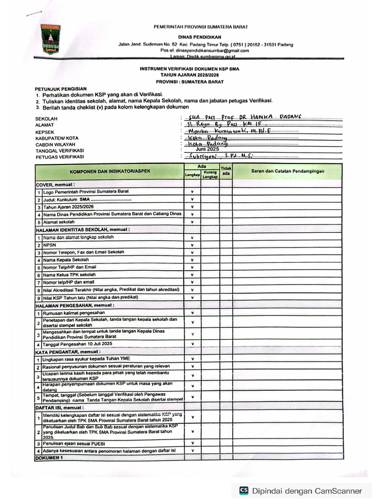 Instrumen Verivikasi KSP | PDF